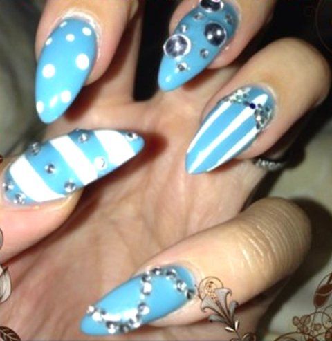 Top 13 Blue Pointy Nails - Pretty Designs