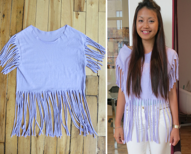 DIY Projects to Try: Make Your Own Fringe T-shirt - Pretty Designs