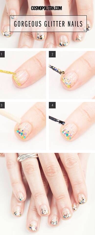 8 Nail Tutorials with Glitter - Pretty Designs