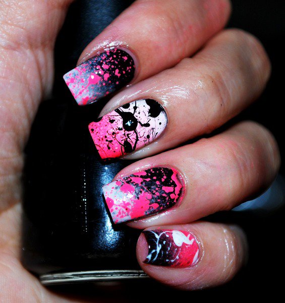 18 Interesting Splatter Nail Designs - Pretty Designs